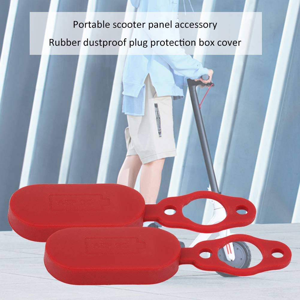 2PCS Electric Scooter Charging Port Waterproof Cover Red Charging Port Waterproof Cover Accessory Fit for PR O Electric Scooter