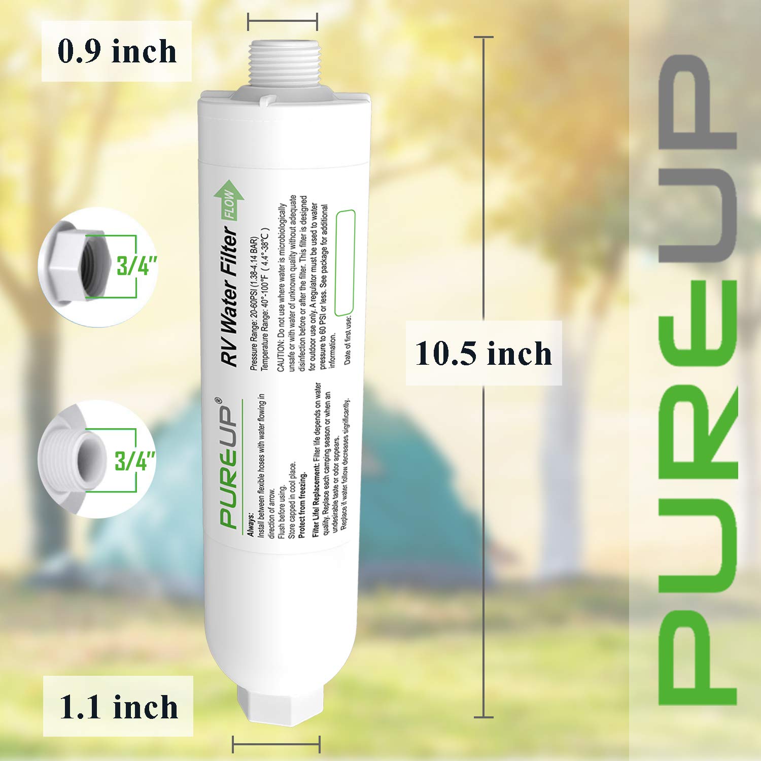 PUREUP RV Inline Water Filter, Compatible with 40045 Taste Water Filter, Reduces Odors, Bad Taste, Sediment and More (2 Pack)