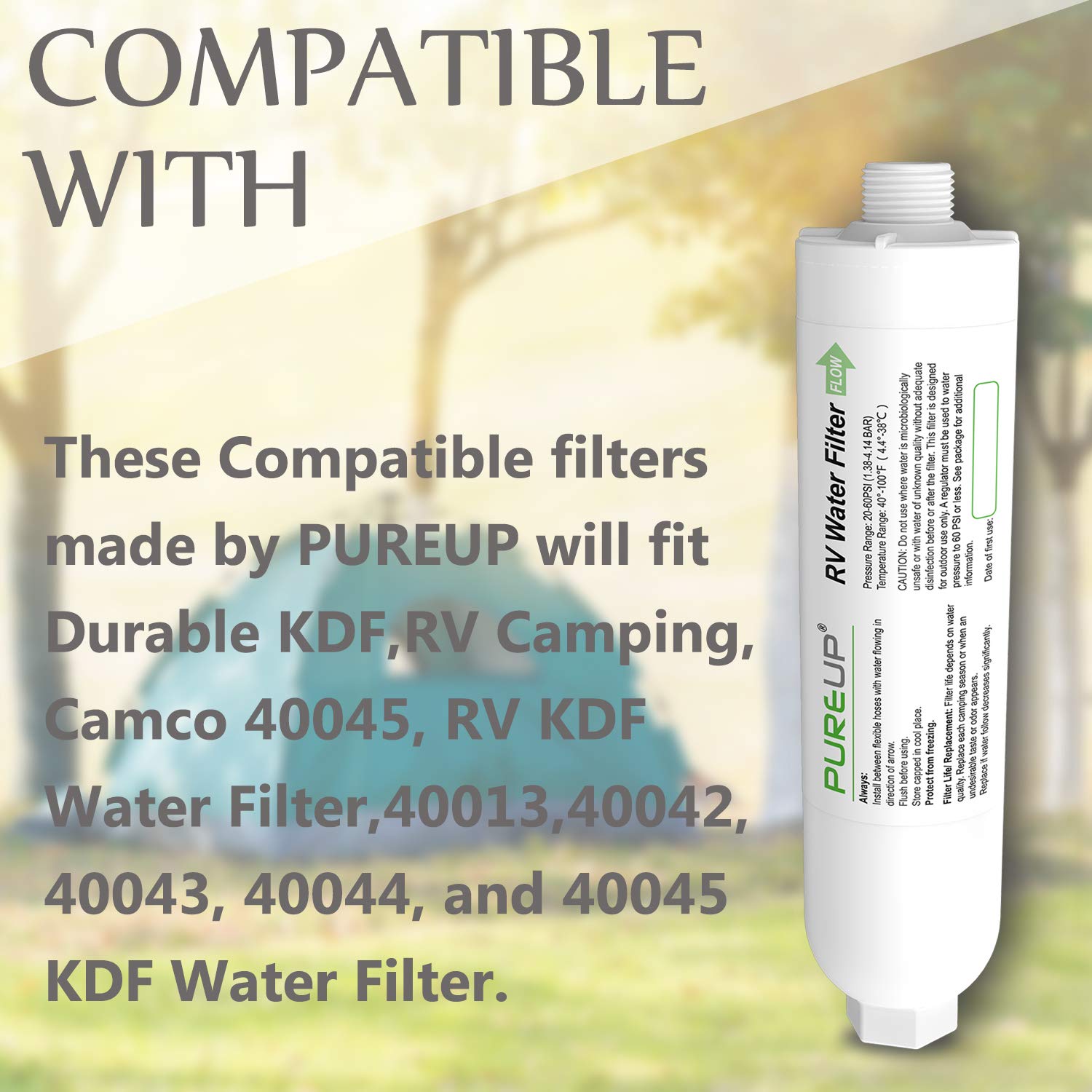 PUREUP RV Inline Water Filter, Compatible with 40045 Taste Water Filter, Reduces Odors, Bad Taste, Sediment and More (2 Pack)