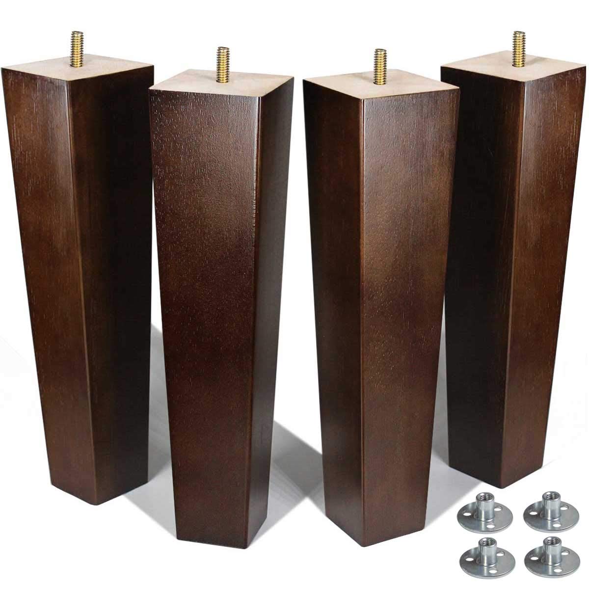 AORYVIC Furniture Legs 12 inch Wood Bench Legs Chair Legs Square Table Legs for Sofa Ottoman Brown Pack of 4