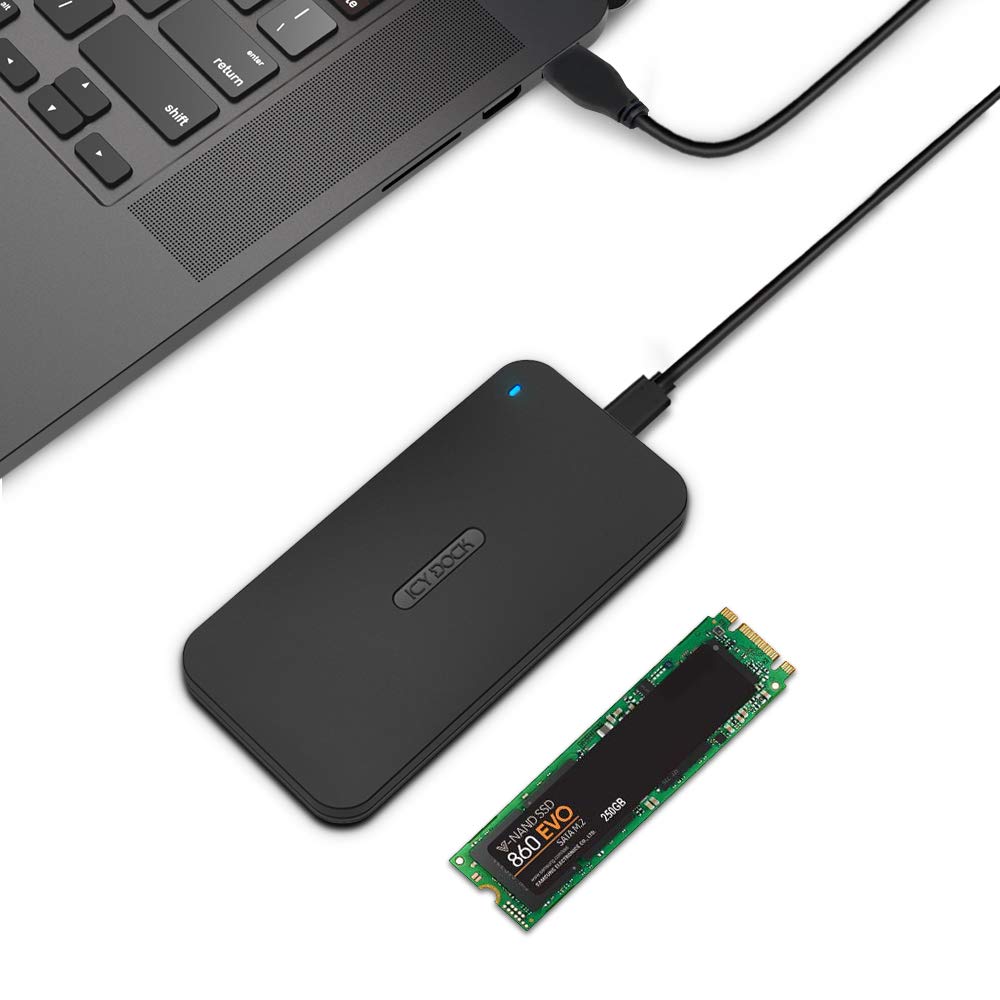 ICY DOCK M.2 SATA to USB 3.2 Gen 1 (5Gbps) SSD Reader Adapter Tool-Less External Enclosure for 2280/2260/2242/2230 M.2 NGFF SSD | ICYNano MB809U3-1M2B