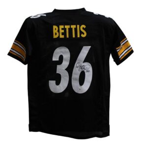 jerome bettis autographed/signed pro style black xl jersey bas