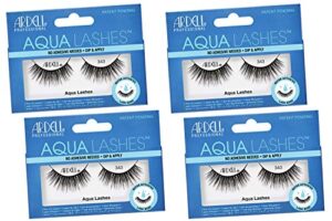 ardell aqua false strip lashes 343, reusable, lightweight, water activated falsies, no lash glue required, 4 pack