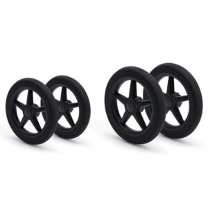 bugaboo donkey 3 foam wheels replacement set (4 wheels) - compatible with donkey & donkey2 - black wheel caps