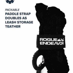 Rogue Endeavor 3-Point Stretch Paddle Leash for SUP (Stand Up Paddle Board), Kayak & Canoe. Center-Pivot for Easy Transition. Soft Nylon, Easy Stretch, 360 Swivels (Black)