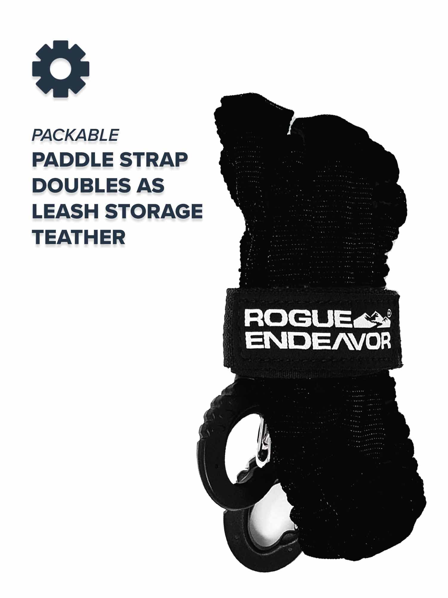 Rogue Endeavor 3-Point Stretch Paddle Leash for SUP (Stand Up Paddle Board), Kayak & Canoe. Center-Pivot for Easy Transition. Soft Nylon, Easy Stretch, 360 Swivels (Black)