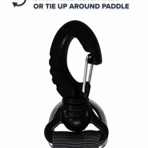 Rogue Endeavor 3-Point Stretch Paddle Leash for SUP (Stand Up Paddle Board), Kayak & Canoe. Center-Pivot for Easy Transition. Soft Nylon, Easy Stretch, 360 Swivels (Black)