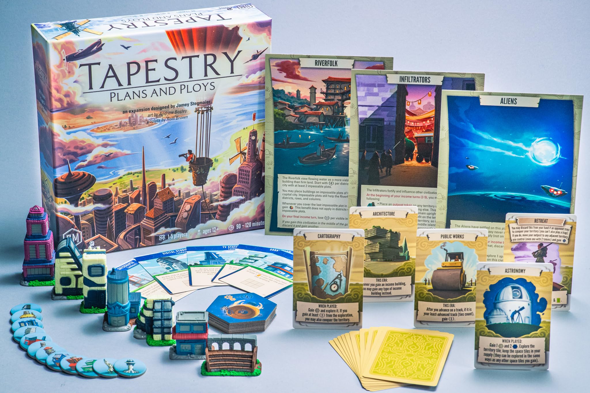 Stonemaier Games: Tapestry: Plans & Ploys Expansion | Add to Tapestry (Base Game) | New Civilizations, New Achievements, and New Landmarks | Ages 14+, 1-5 Players, 120 Mins