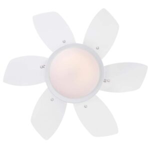 Ciata Small Ceiling Fan With Light, 24 Inch Quince Indoor Ceiling Fan in White Finish with Dimmable LED Light Fixture in Opal Frosted Glass with Reversible White/Beech Blades