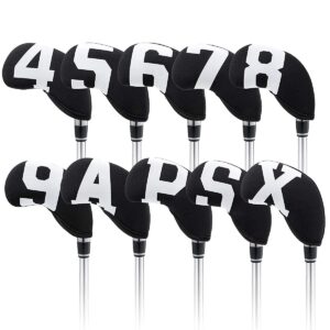 Big Number Neoprene Golf Iron Covers Set - Club Head Covers - Wedge Iron Protective Headcover for Callaway, Ping, Taylormade, Cobra, Mizuno