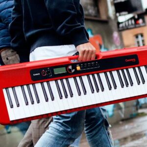 Casio Casiotone CT-S200 61-Key Portable Digital Keyboard - Red Bundle with Adjustable Stand, Bench, Headphone, Sustain Pedal, Instructional Book, Austin Bazaar Instructional DVD, and Polishing Cloth