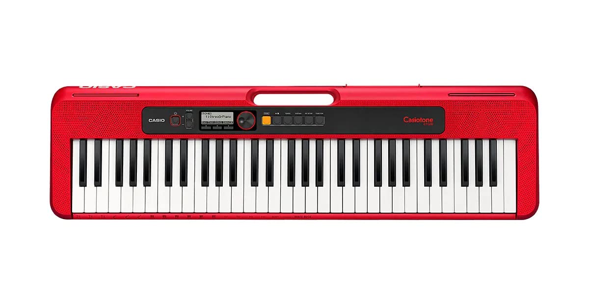 Casio Casiotone CT-S200 61-Key Portable Digital Keyboard - Red Bundle with Adjustable Stand, Bench, Headphone, Sustain Pedal, Instructional Book, Austin Bazaar Instructional DVD, and Polishing Cloth