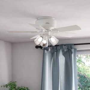 Hunter Fan Company Crestfield 42-inch Indoor Matte Silver Casual Ceiling Fan With Bright LED Light Kit, Pull Chains, and Reversible WhisperWind Motor Included