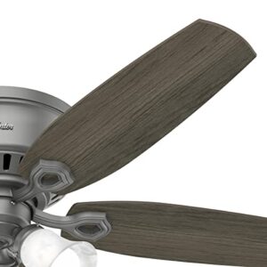 Hunter Fan Company, 51113, 52 inch Builder Matte Silver Low Profile Ceiling Fan with LED Light Kit and Pull Chain