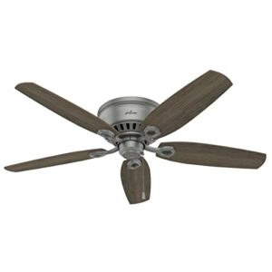 Hunter Fan Company, 51113, 52 inch Builder Matte Silver Low Profile Ceiling Fan with LED Light Kit and Pull Chain