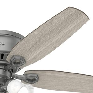 Hunter Fan Company, 51113, 52 inch Builder Matte Silver Low Profile Ceiling Fan with LED Light Kit and Pull Chain