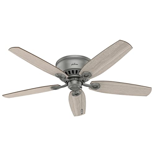 Hunter Fan Company, 51113, 52 inch Builder Matte Silver Low Profile Ceiling Fan with LED Light Kit and Pull Chain