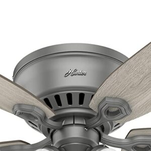 Hunter Fan Company, 51113, 52 inch Builder Matte Silver Low Profile Ceiling Fan with LED Light Kit and Pull Chain