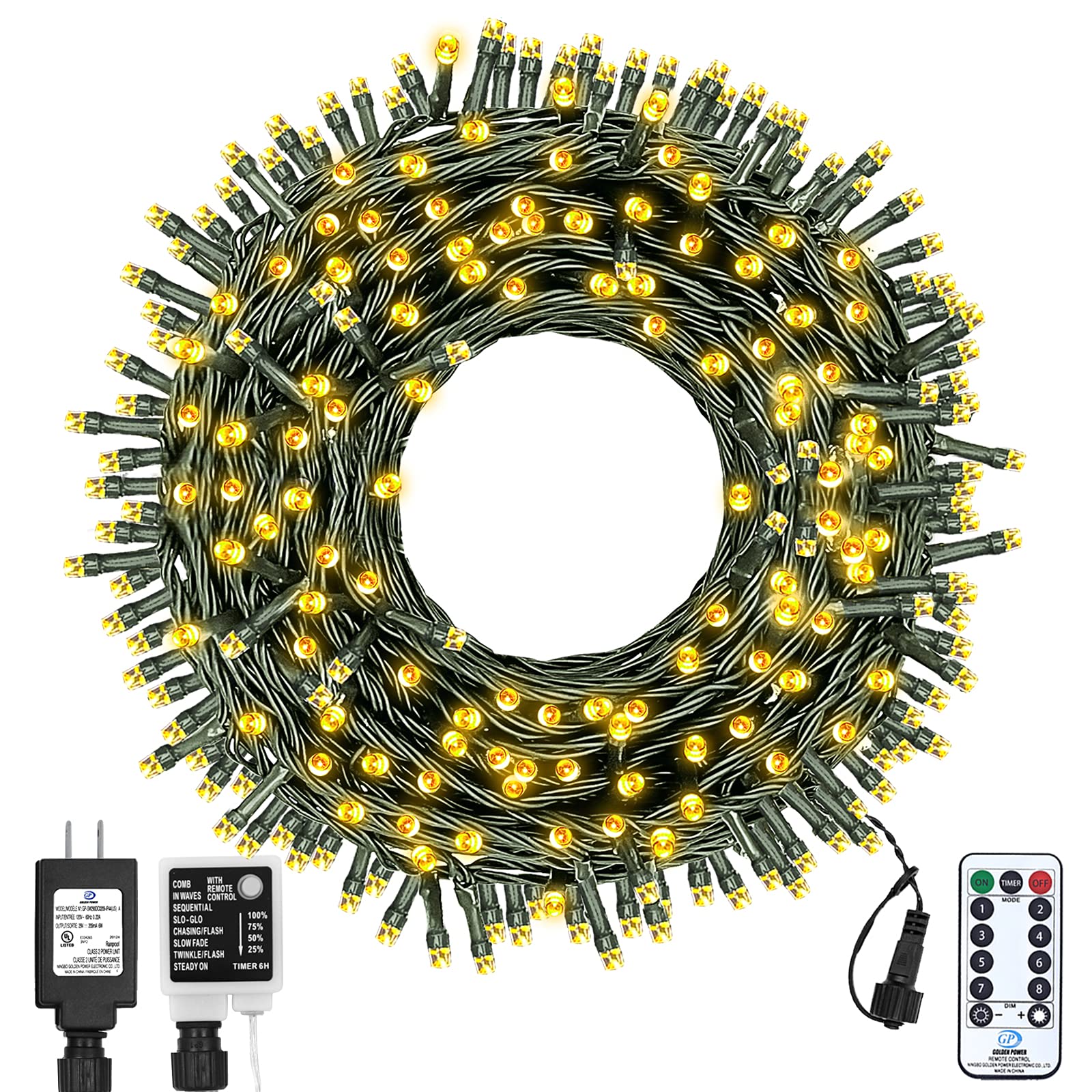 Haynery 500 LED Christmas String Lights Outdoor Indoor with Remote, 164FT Waterproof Extendable Christmas Lights Plug in Twinkle Lights for Christmas Tree Party Garden Decoration, Warm White