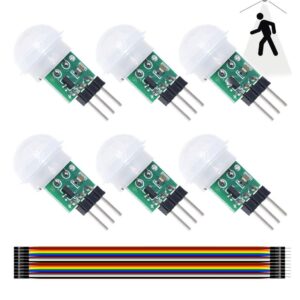 alamscn 6pcs am312 mini ir human sensor module hc-sr312 pyroelectric pir infrared motion automatic detector for arduino + dupont wire