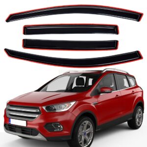 lightronic wv194383 in-channel side window visor deflector rain guard, dark smoke, 4-pieces set, fits 2013-2019 ford escape