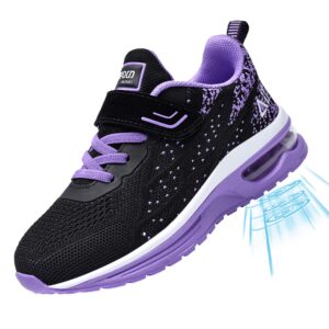 PERSOUL Air Shoes for Boys Girls Kids Children Tennis Sports Athletic Gym Running Sneakers (Violet Size 3 Child)