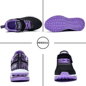 PERSOUL Air Shoes for Boys Girls Kids Children Tennis Sports Athletic Gym Running Sneakers (Violet Size 3 Child)