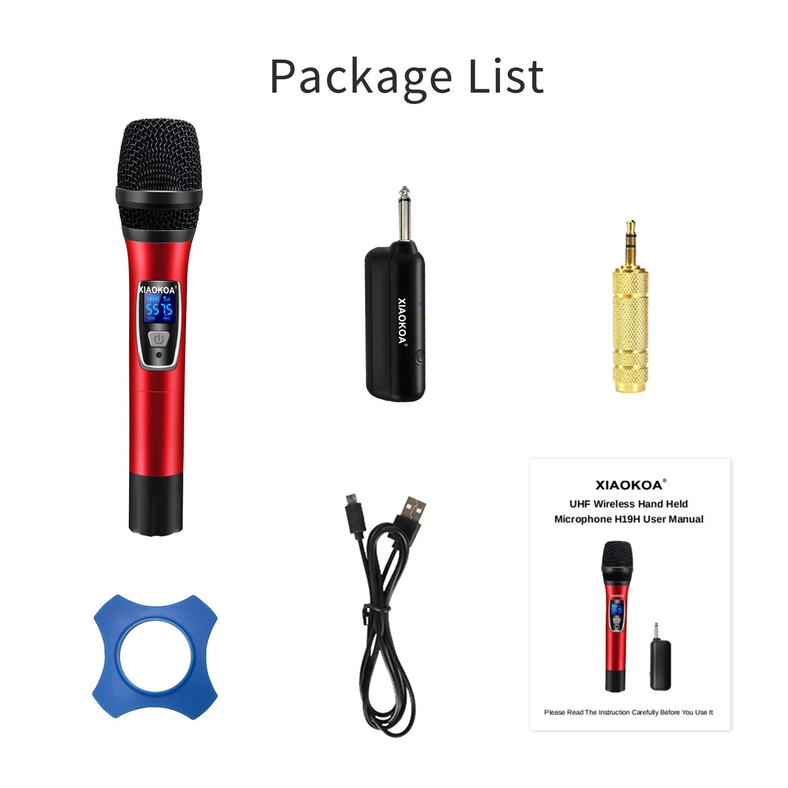 XIAOKOA Handheld Wireless Microphones,Professional UHF Karaoke Microphone,160ft Range,Ideal for Singing,Home Party,Church,Compatible with Voice Amplifier, PA System