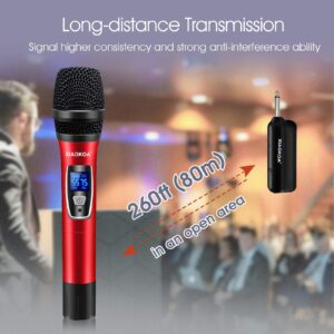 XIAOKOA Handheld Wireless Microphones,Professional UHF Karaoke Microphone,160ft Range,Ideal for Singing,Home Party,Church,Compatible with Voice Amplifier, PA System