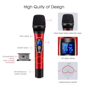 XIAOKOA Handheld Wireless Microphones,Professional UHF Karaoke Microphone,160ft Range,Ideal for Singing,Home Party,Church,Compatible with Voice Amplifier, PA System