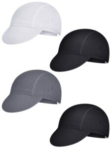 4 pieces summer unisex cycling cap breathable bicycle caps sweat-absorbing biking caps for women men running outdoor sports (white, grey, black)