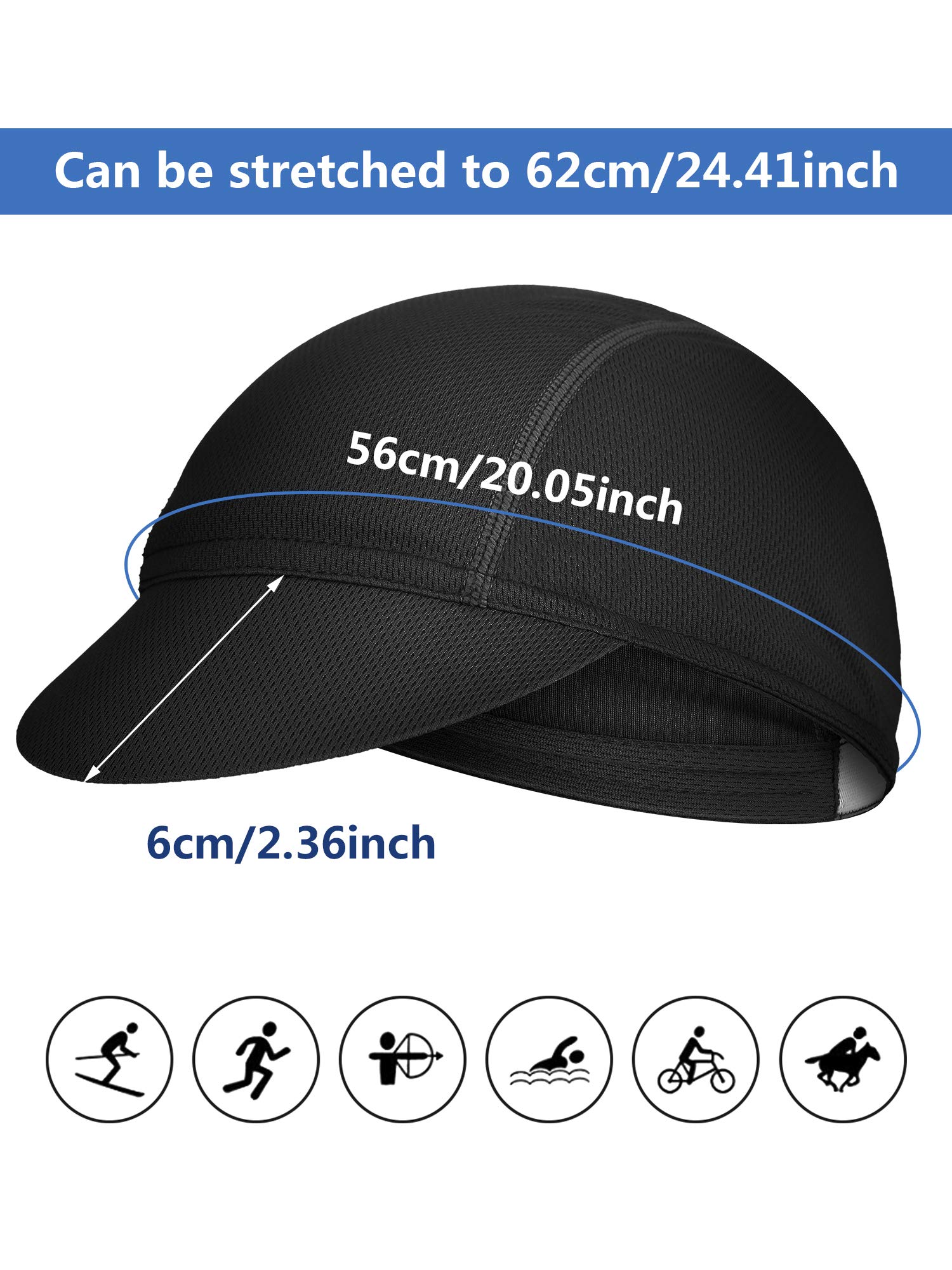 4 Pieces Summer Unisex Cycling Cap Breathable Bicycle Caps Sweat-Absorbing Biking Caps for Women Men Running Outdoor Sports (White, Grey, Black)