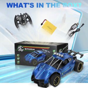 tomser RC Car, Fog Racer Remote Control Car for Kids Racing Hobby Toy with Rear Fog Stream 1:12 4WD Crawler Toy Car Model Vehicle for Boy Girl Adults LED Light Monster Truck with Rechargeable Battery