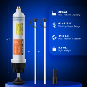 Orion Motor Tech 200mL Manual Fluid Extractor and Filler, Syringe Style Pump for Power Steering Transmission Gear Oil & Brake Fluid Changes, Hand Vacuum Pump for ATV Boat Automotive Fluid Extraction