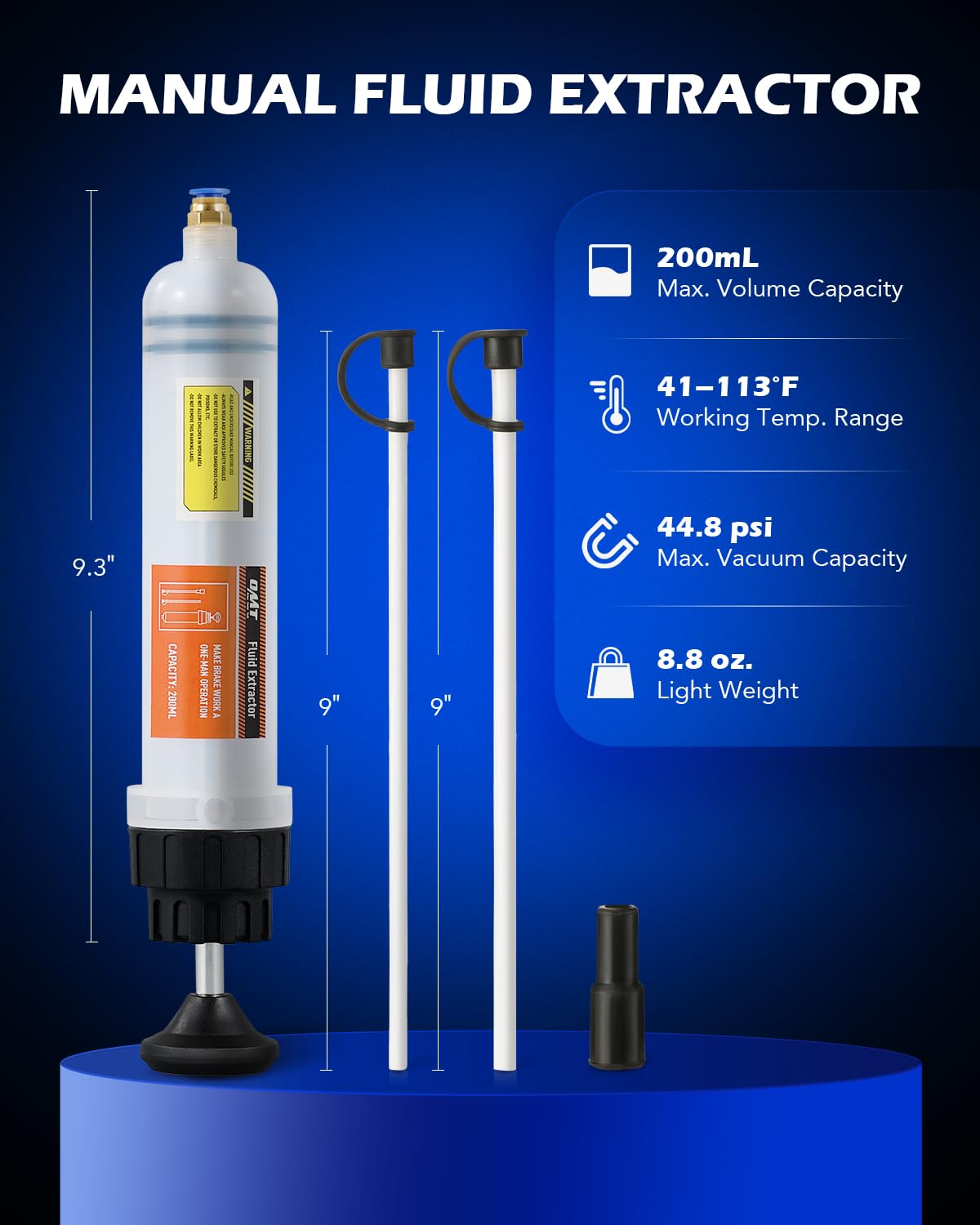 Orion Motor Tech 200mL Manual Fluid Extractor and Filler, Syringe Style Pump for Power Steering Transmission Gear Oil & Brake Fluid Changes, Hand Vacuum Pump for ATV Boat Automotive Fluid Extraction