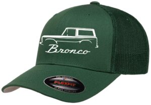 1966-77 ford bronco truck outline design flexfit trucker mesh fitted cap forest