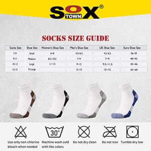 SOX TOWN Moisture Wicking Performance Work Boots Heavy Cushion Low Cut Socks Men 10 Pack(White XL)13-15