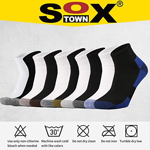 SOX TOWN Moisture Wicking Performance Work Boots Heavy Cushion Low Cut Socks Men 10 Pack(White XL)13-15