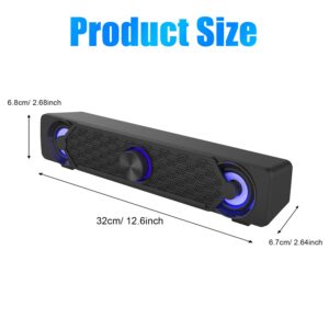 Smalody Small Computer Speakers for Desktop Gaming Monitor, PC Speakers for Desktop Monitor, Computer Speaker Wired USB Powered, Mini Soundbar with Cool Led Light Effect