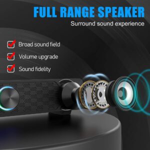 Smalody Small Computer Speakers for Desktop Gaming Monitor, PC Speakers for Desktop Monitor, Computer Speaker Wired USB Powered, Mini Soundbar with Cool Led Light Effect