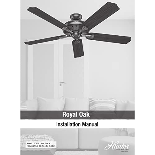 Hunter Fan Company, 51119, 60 inch Royal Oak Matte Silver Ceiling Fan and Handheld Remote