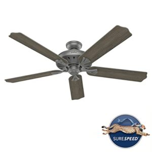 Hunter Fan Company, 51119, 60 inch Royal Oak Matte Silver Ceiling Fan and Handheld Remote