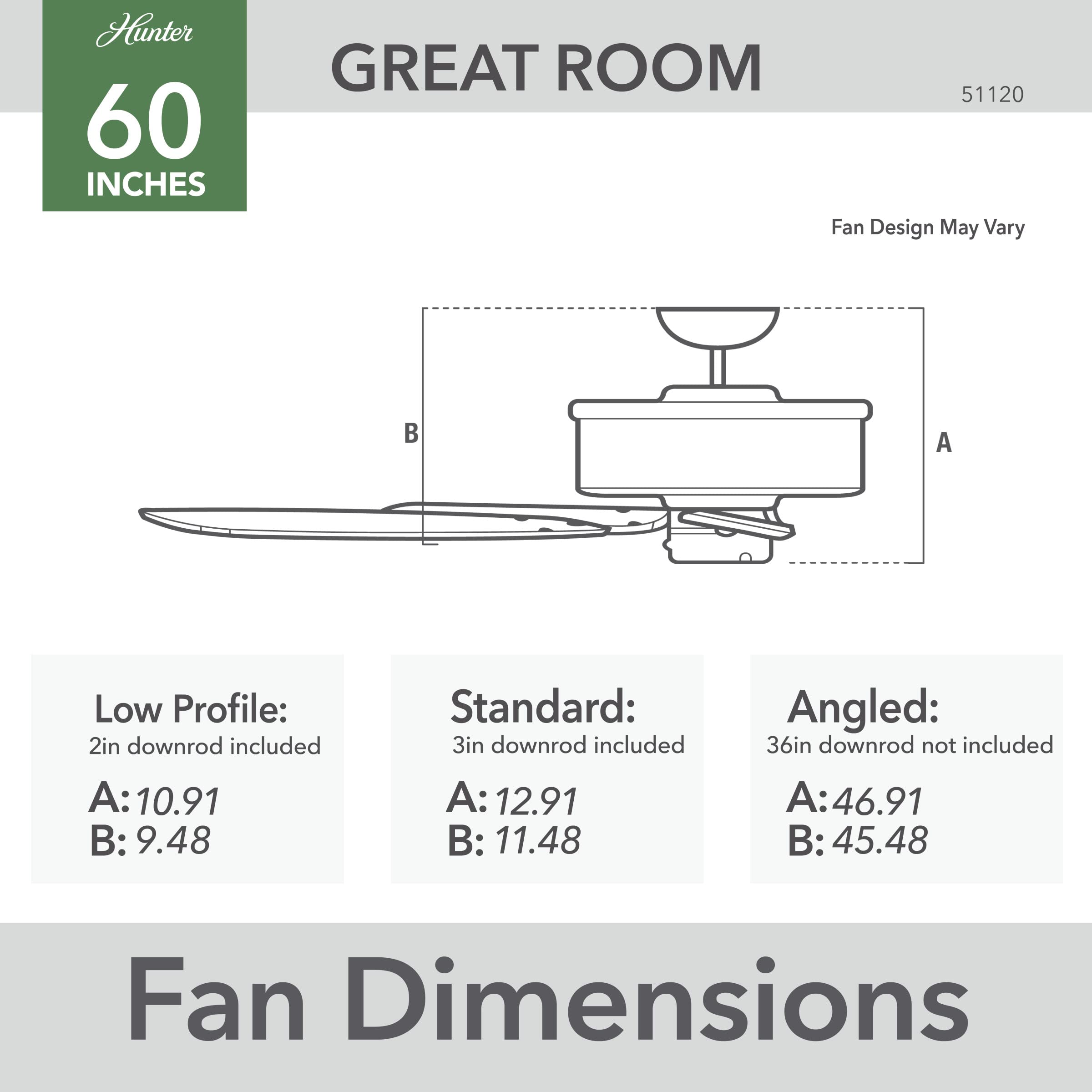 Hunter Fan Company, 51120, 60 inch Royal Oak Brushed Nickel Ceiling Fan and Handheld Remote