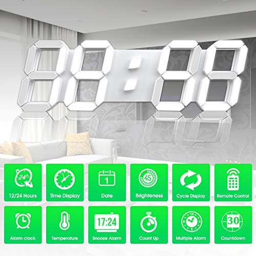 EDUP HOME EH-14.5-Clock, 14.5 INCH, White