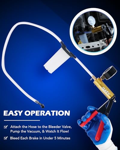 Orion Motor Tech Brake Bleeder Kit with Hand Vacuum Pump and Adapters, Brake Bleeding Kit for Brake Fluid Power Steering Fluid More, Vacuum Brake Bleeder Pump with Pressure Gauge