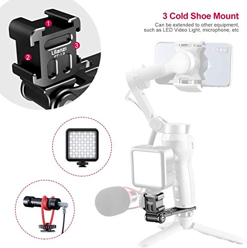 Osmo Mobile 4 Mount, PT-13 Camera Bracket Tripod Cold Shoe Mount for Mic Light Stand Compatible with DJI Osmo Mobile 3 4 Zhiyun Smooth 4 q q2 Moza Mini s Hohem isteady Gimbals Stabilizer