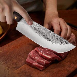 DRAGON RIOT Hand Forged Butcher Knife Cleaver 7.5 Inch High Carbon Steel Meat and Vegetable Cleaver Knife Full Tang Sharp Chef Knife for Kitchen Camping and BBQ…