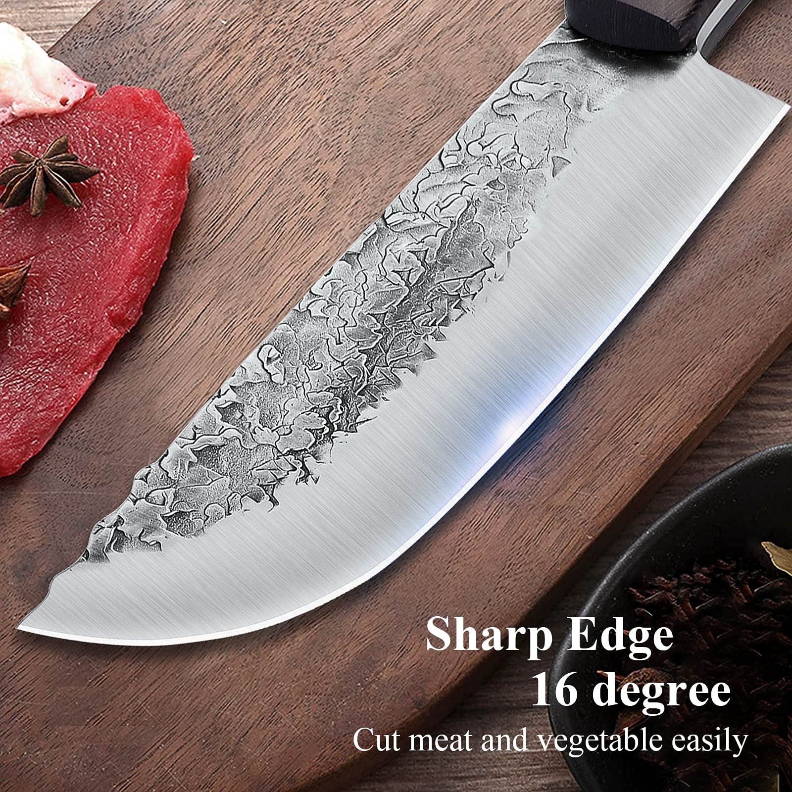 DRAGON RIOT Hand Forged Butcher Knife Cleaver 7.5 Inch High Carbon Steel Meat and Vegetable Cleaver Knife Full Tang Sharp Chef Knife for Kitchen Camping and BBQ…