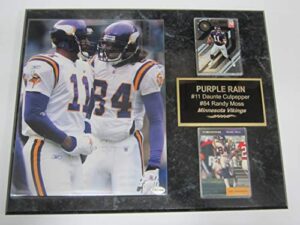 vikings randy moss daunte culpepper 2 card collector plaque w/8x10 photo!!