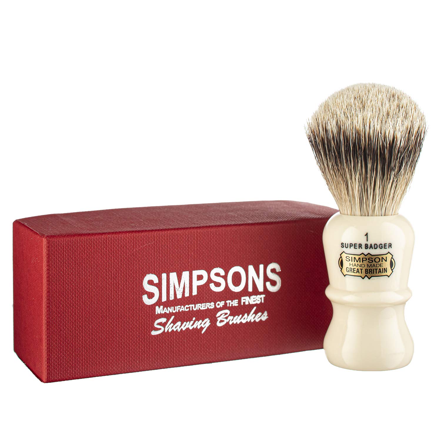 Emperor Super Badger Brush- Simpson Shaving Brushes - Faux Ivory Handle (1 Super)